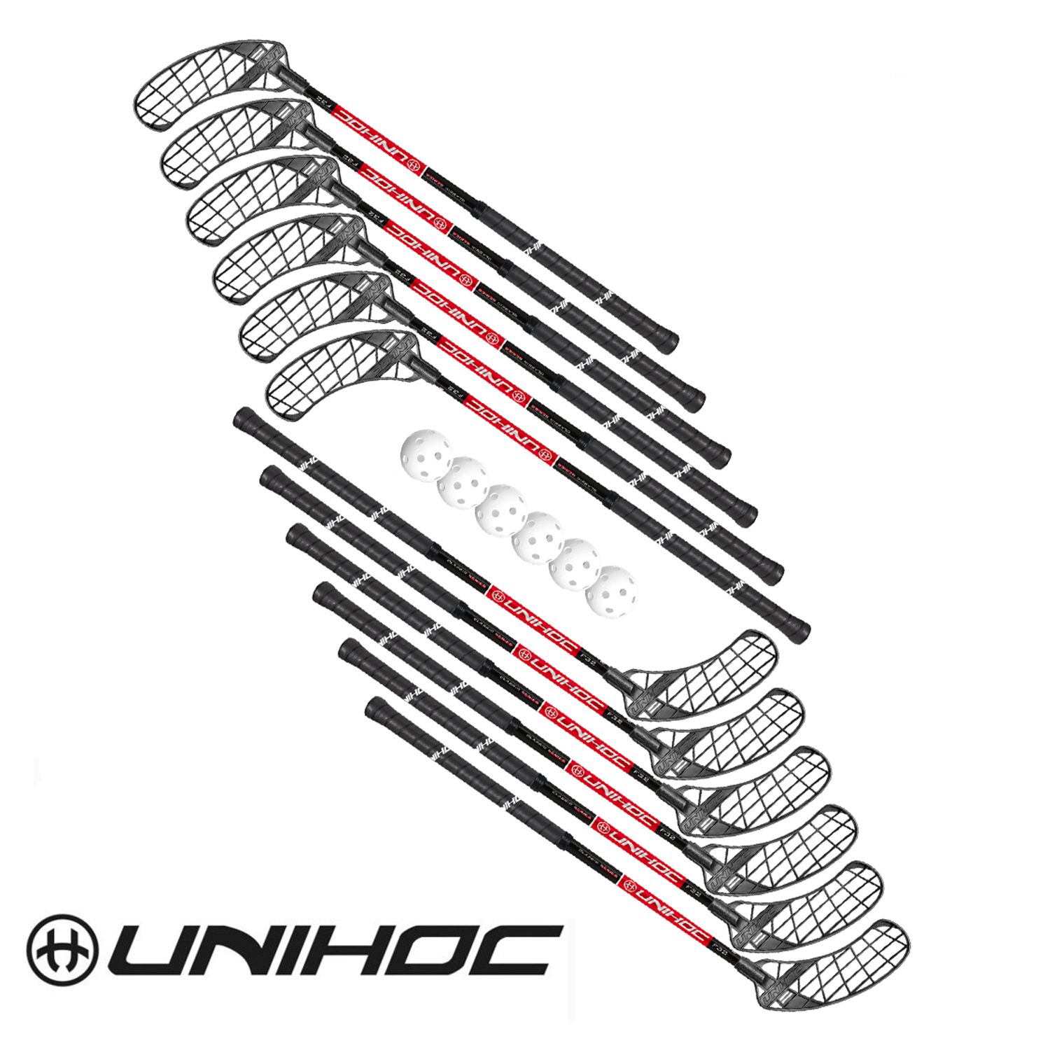 Unihoc UNITY CLASSIC 32 schwarz/rot - Set | Jamasi Floorball Shop