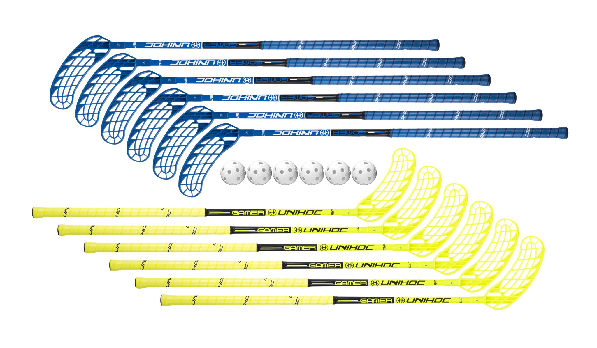 Unihoc GAMER Set blau/gelb | Jamasi Floorball Shop